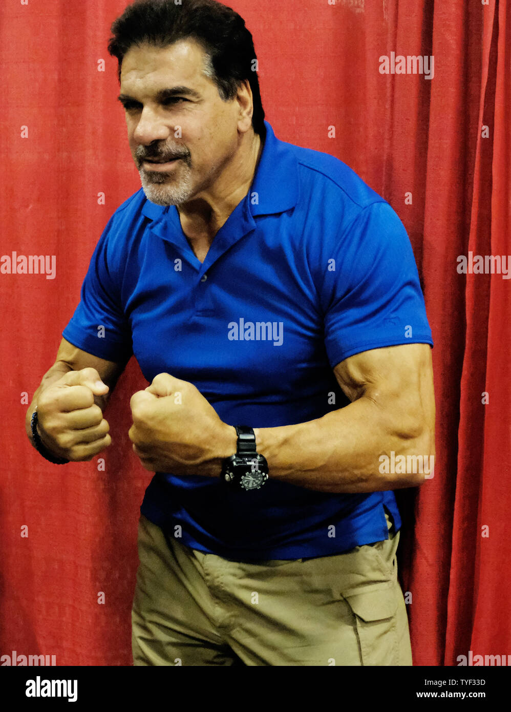 Actor Lou Ferrigno, "The Hulk", poses in his booth at the Broward ...
