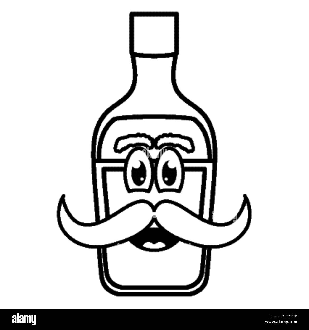 tequila bottle with mustache character vector illustration design Stock ...