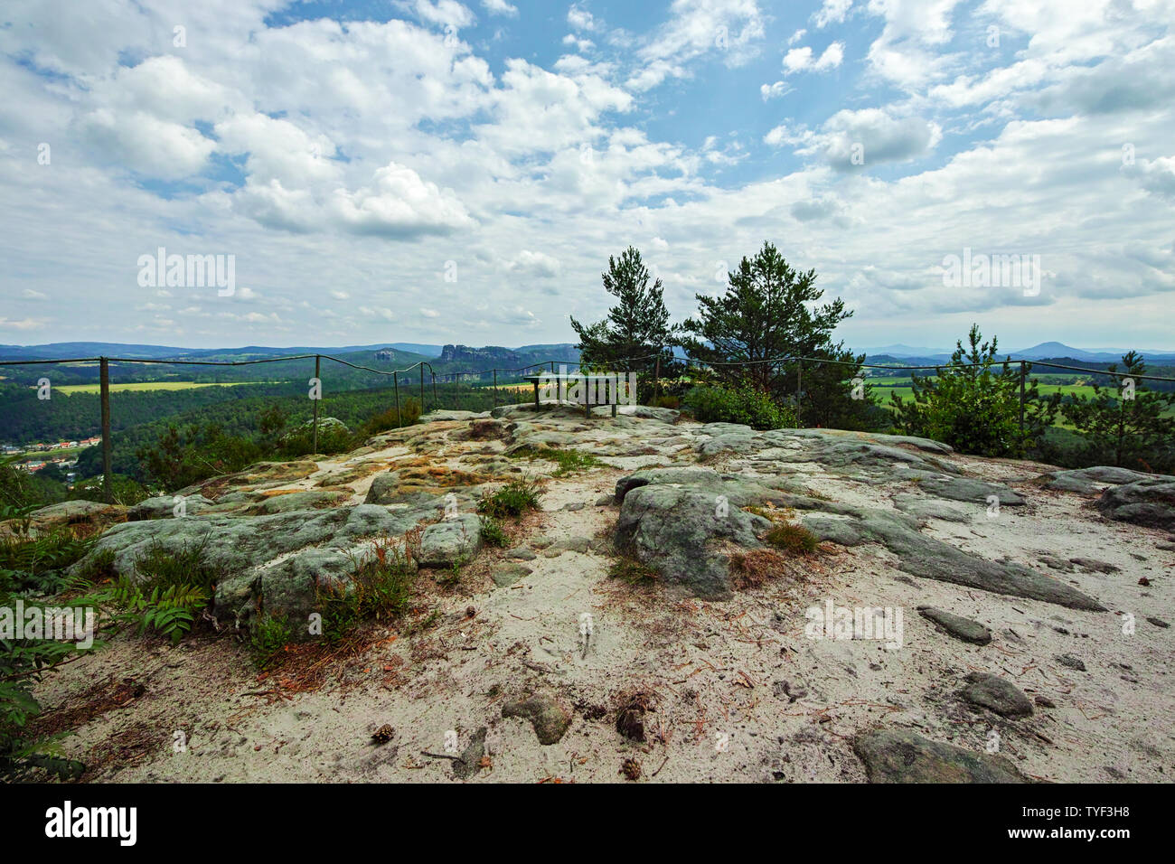 Kohlbornstein view over the fields and meadows to Krippen Stock Photo ...