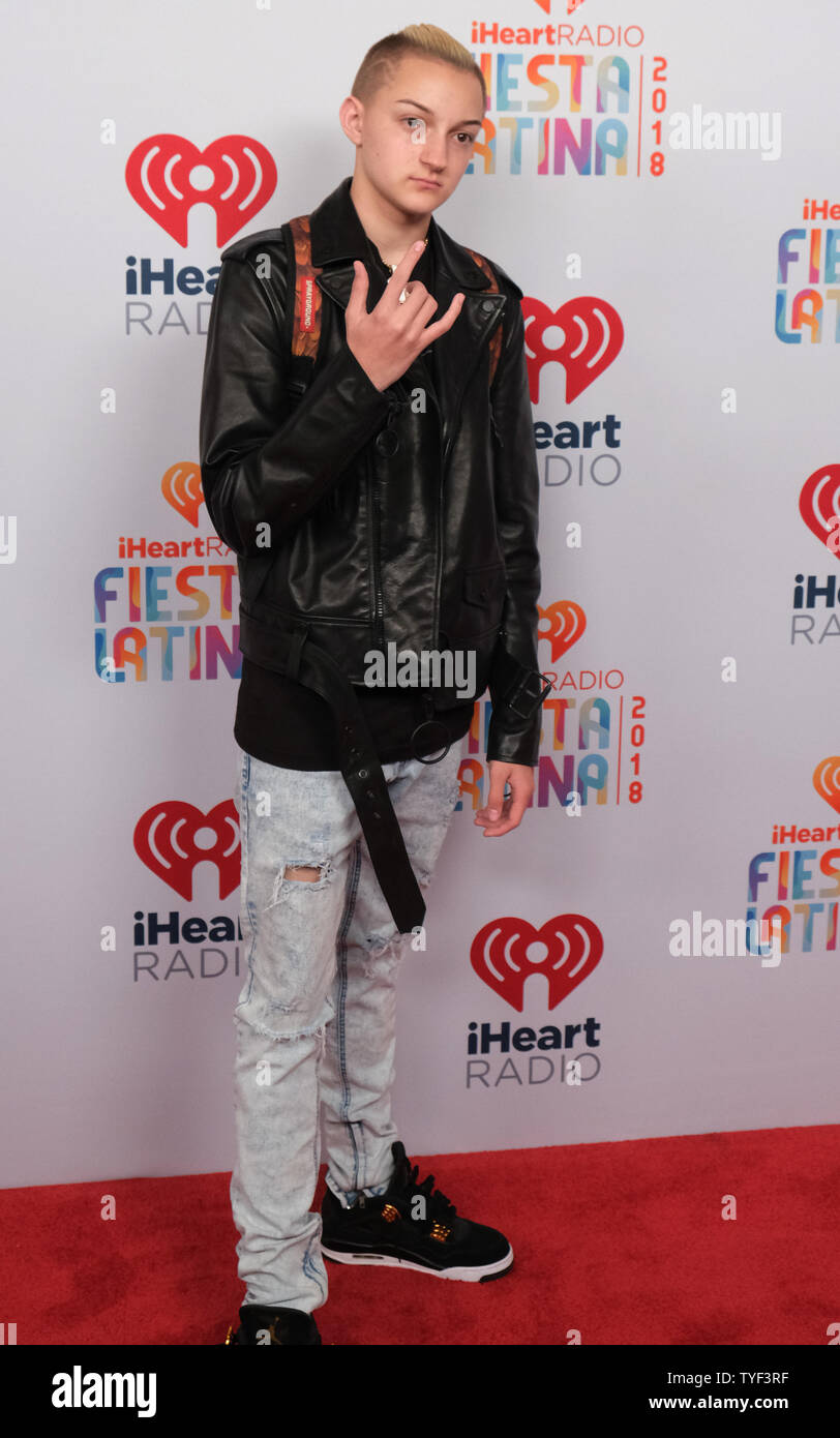 Backpack Kid walks the red carpet at the IHeartRadio Fiesta Latina 2018 ...