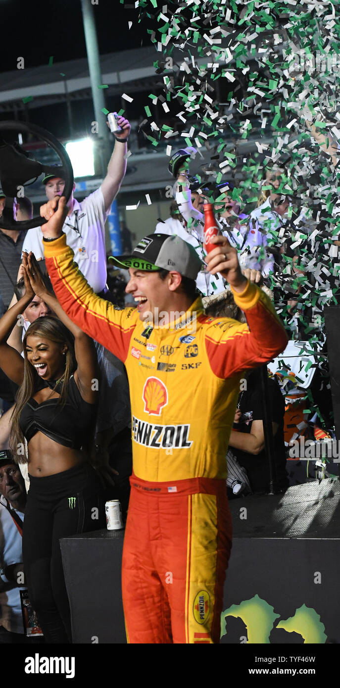 Joey Logano (22)) celebrates wining the NASCAR Cup Series Championship ...