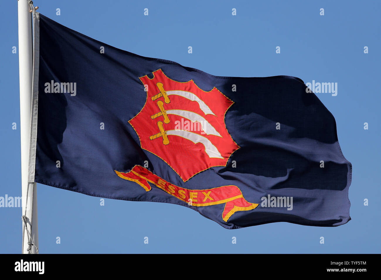 The Essex flag flies in a stiff breeze during Essex CCC vs ...