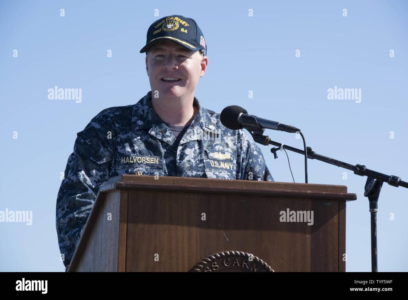 SEA (Nov 5, 2016) - Cmdr. Peter Halvorsen, commanding officer, USS ...