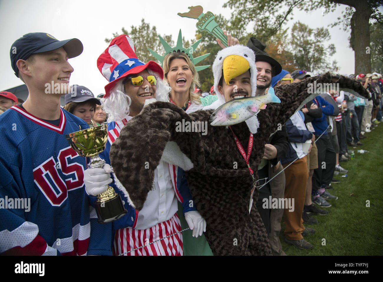 USA team fans cheer during day 1 of the 2016 Ryder Cup at Hazeltine ...