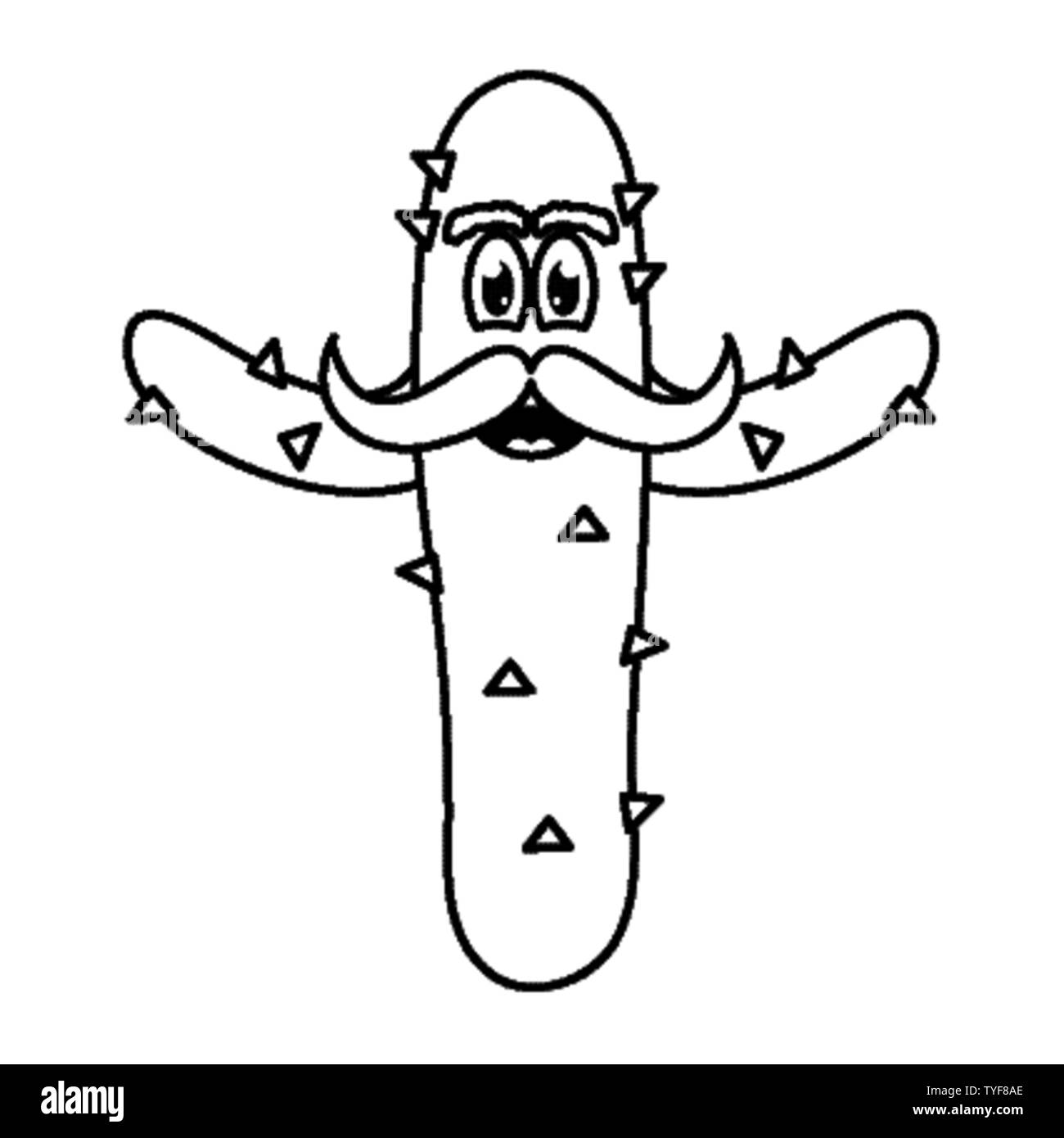 mexican cactus with mustache emoji character vector illustration design ...