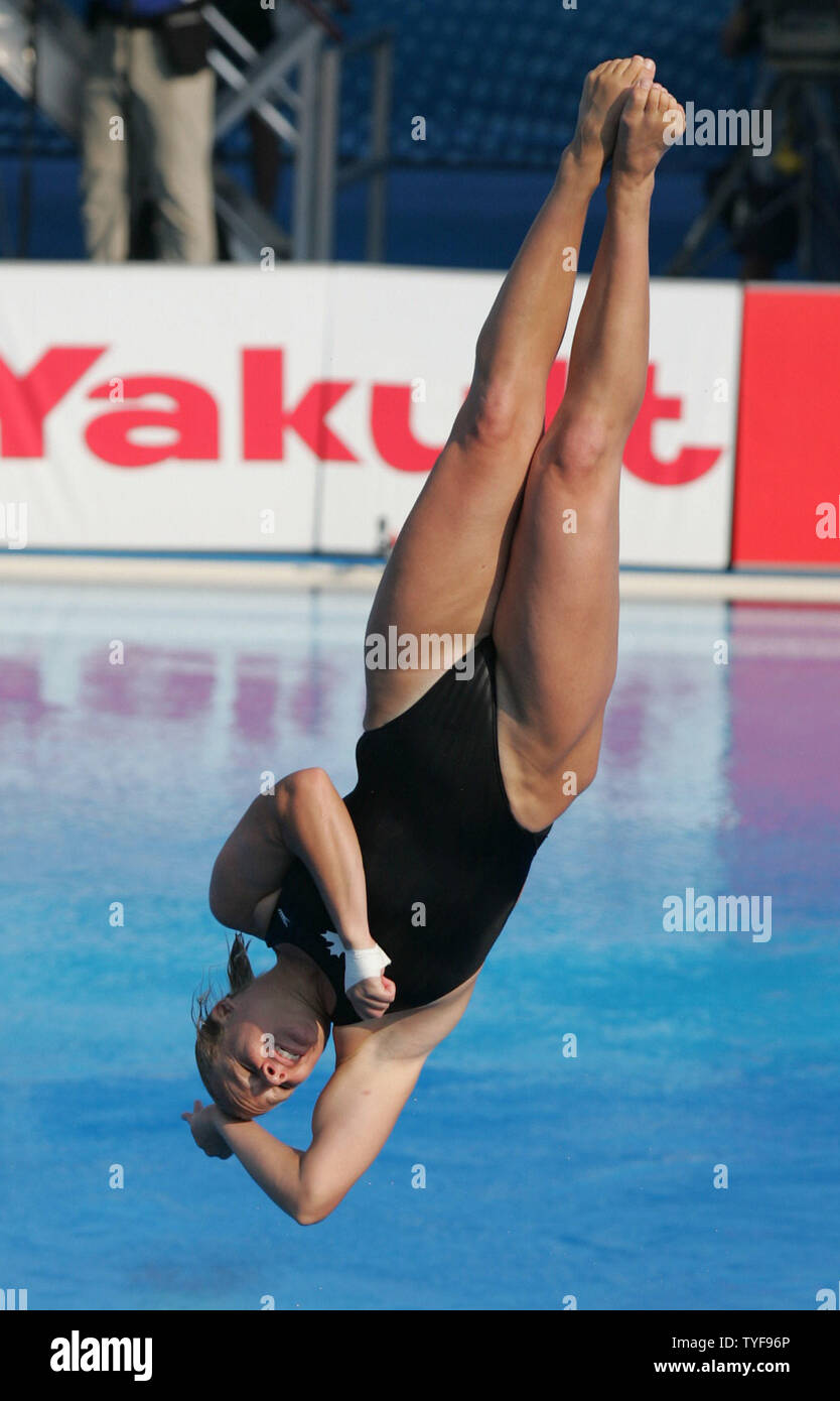 Canadian diver Blythe Hartley performs in the final round of the 1 ...