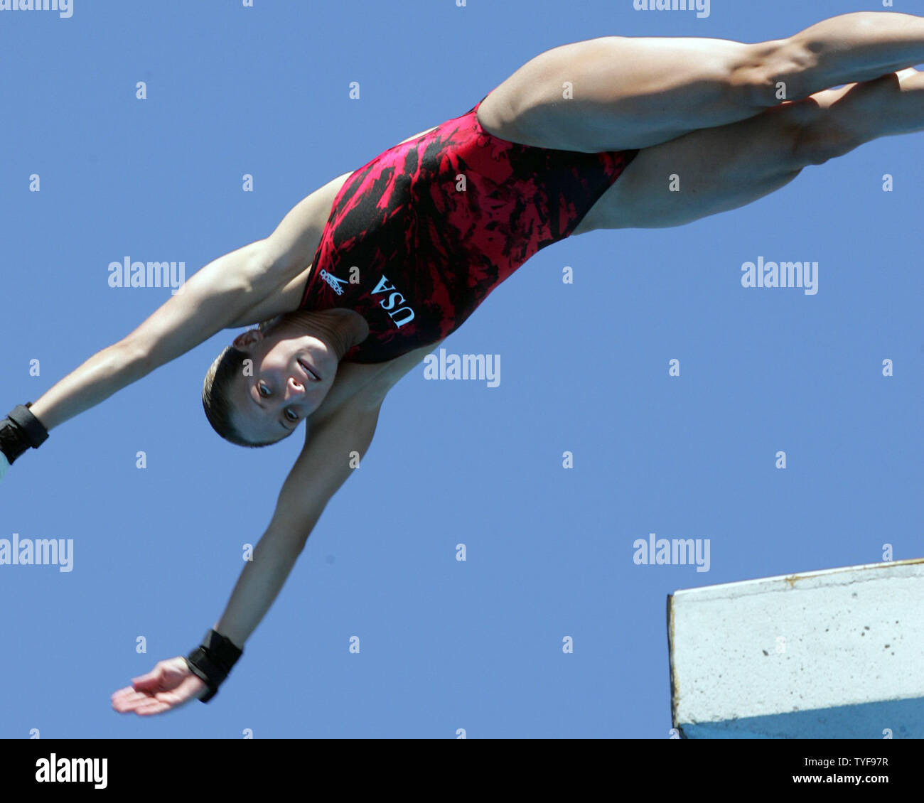 American diver Cassandra Cardinell performs a dive from the 10-meter ...