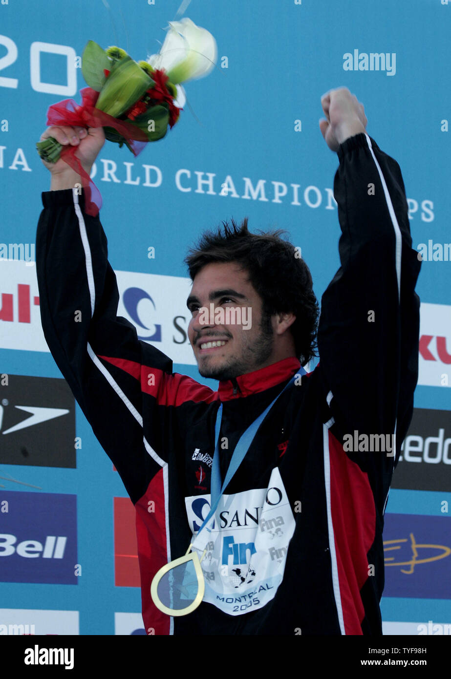 Canadian hometown favorite Alexandre Despatie celebrates his victory in ...