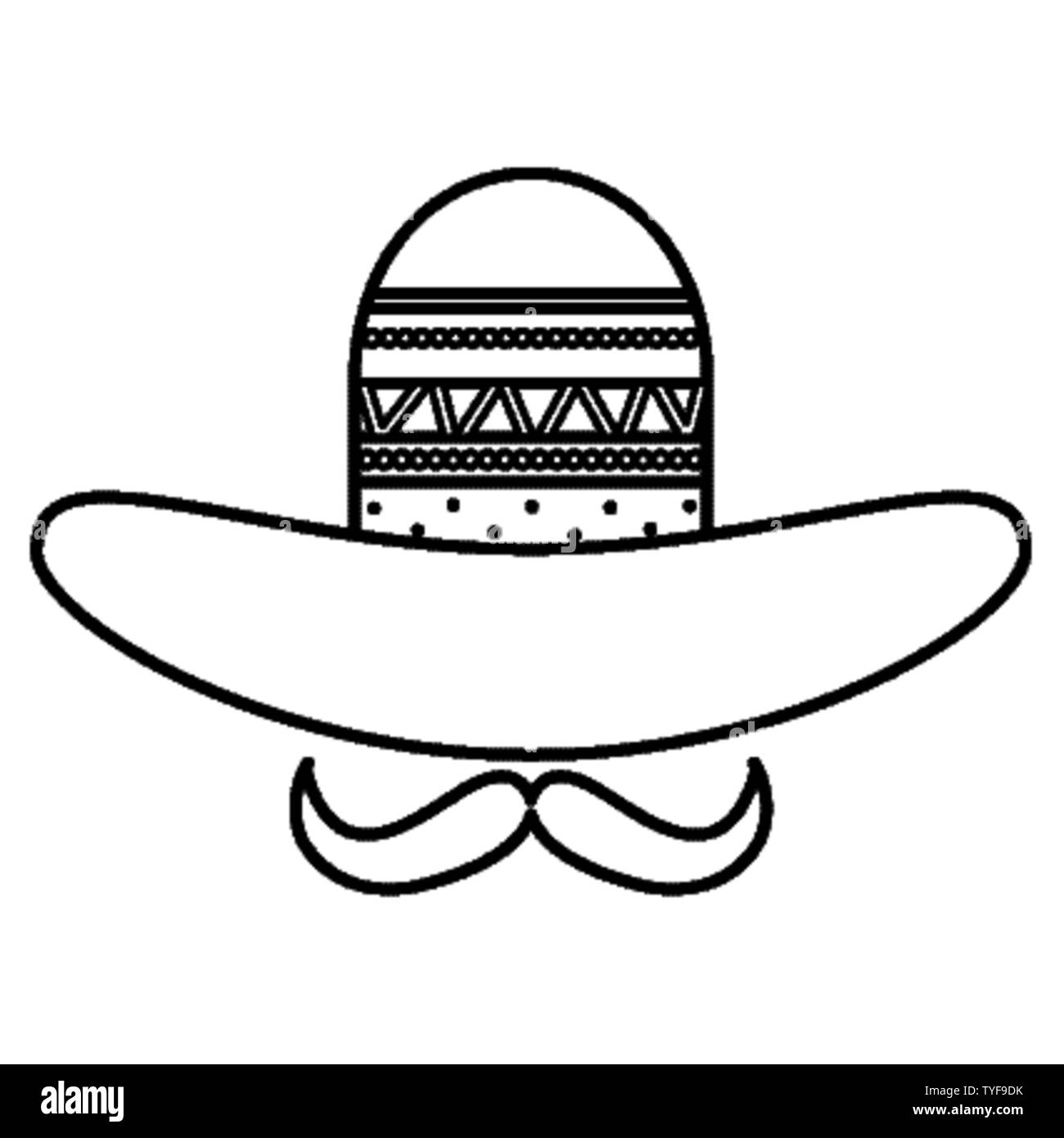 mexican hat with mustache traditional icon vector illustration design ...