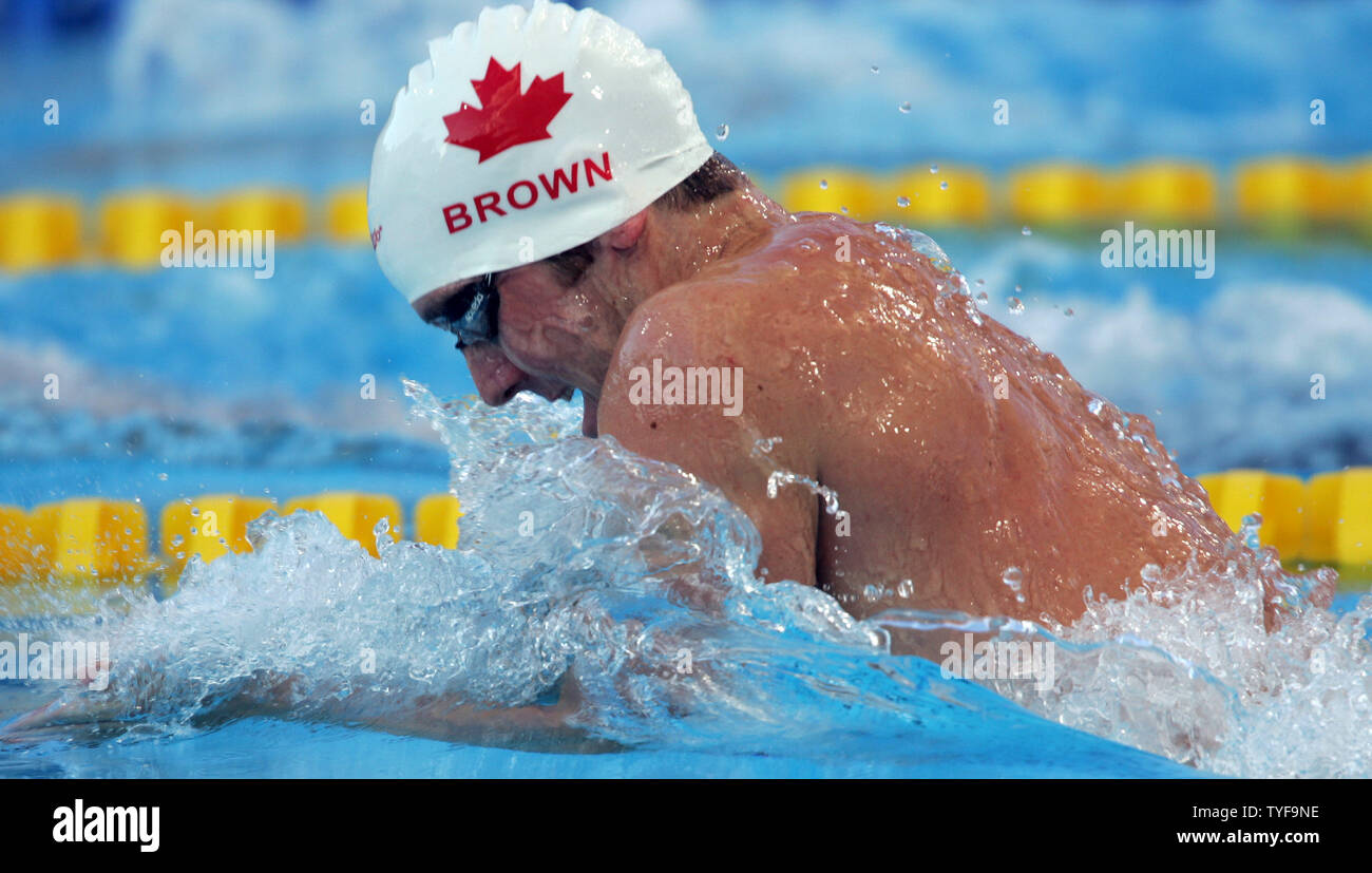 Canadian swimmer Mike Brown swims to a medal position in the men's 200 ...