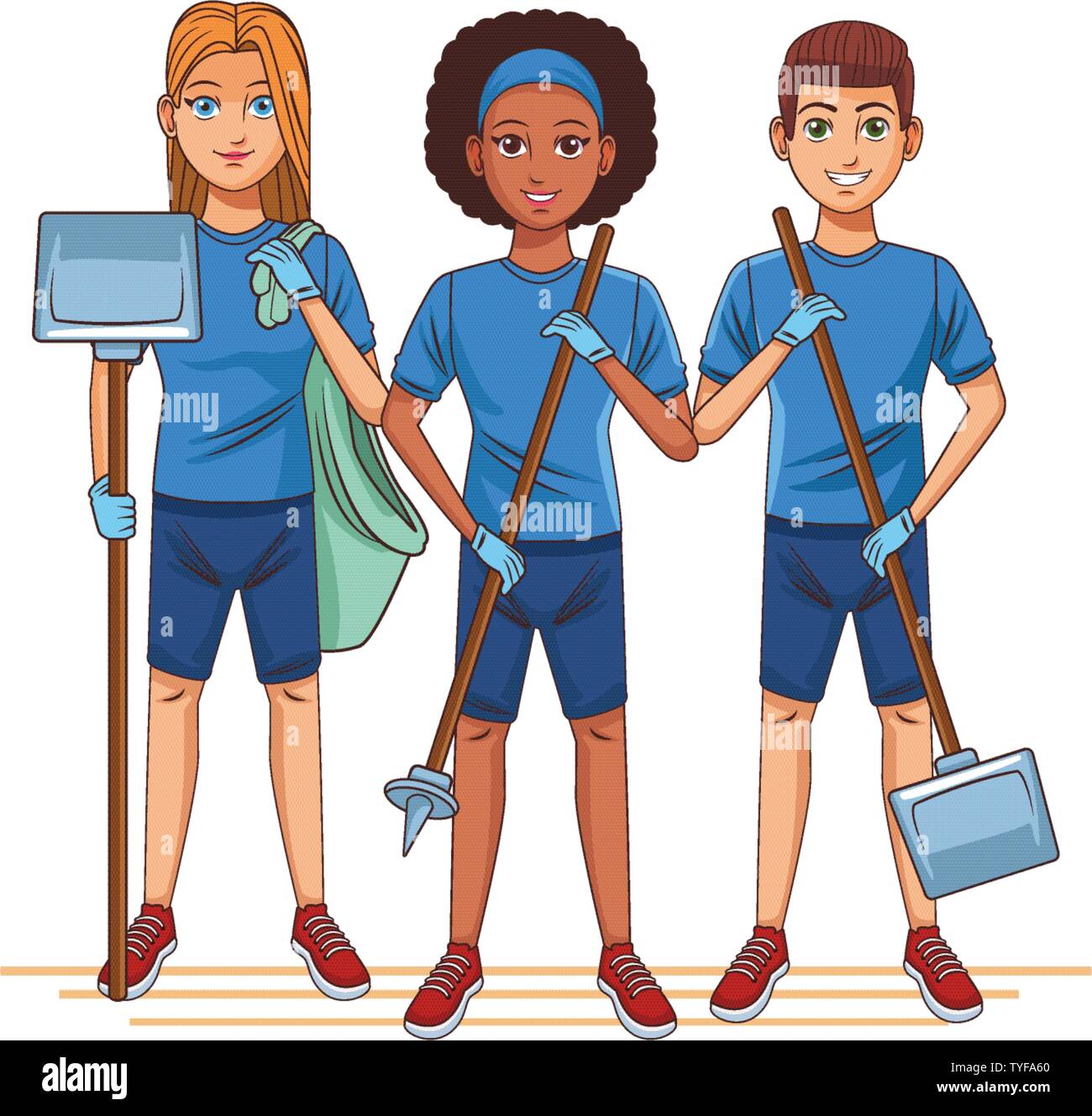 cleaning service person avatar cartoon character Stock Vector Image ...