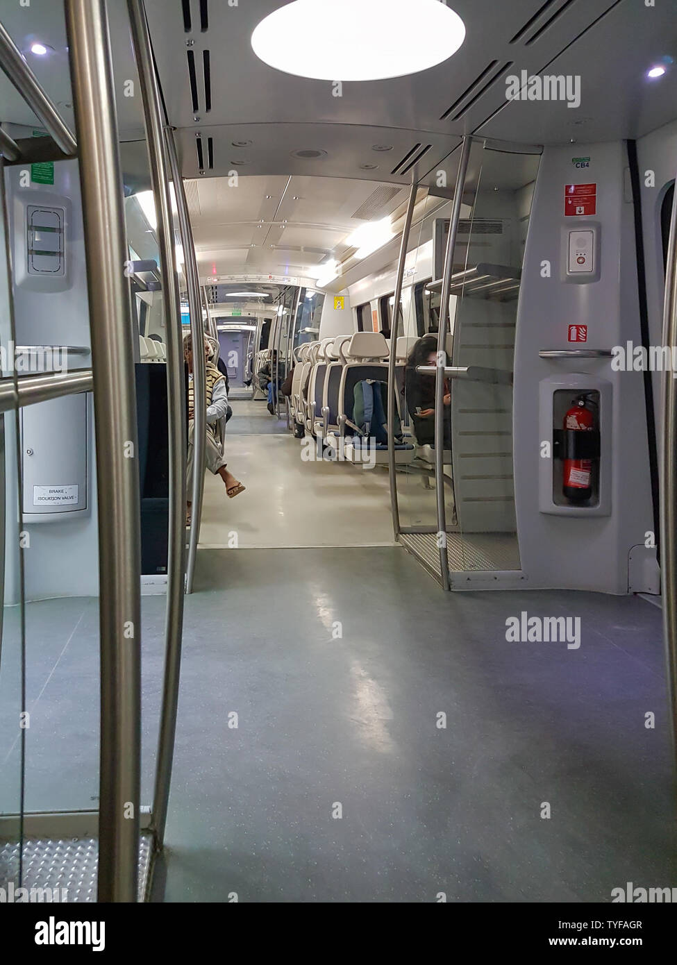Delhi Airport Metro train compartment in New Delhi India Stock Photo ...