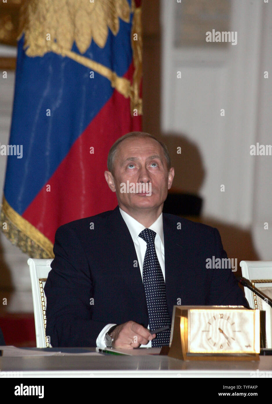 Russian President Vladimir Putin attends the first meeting of the ...