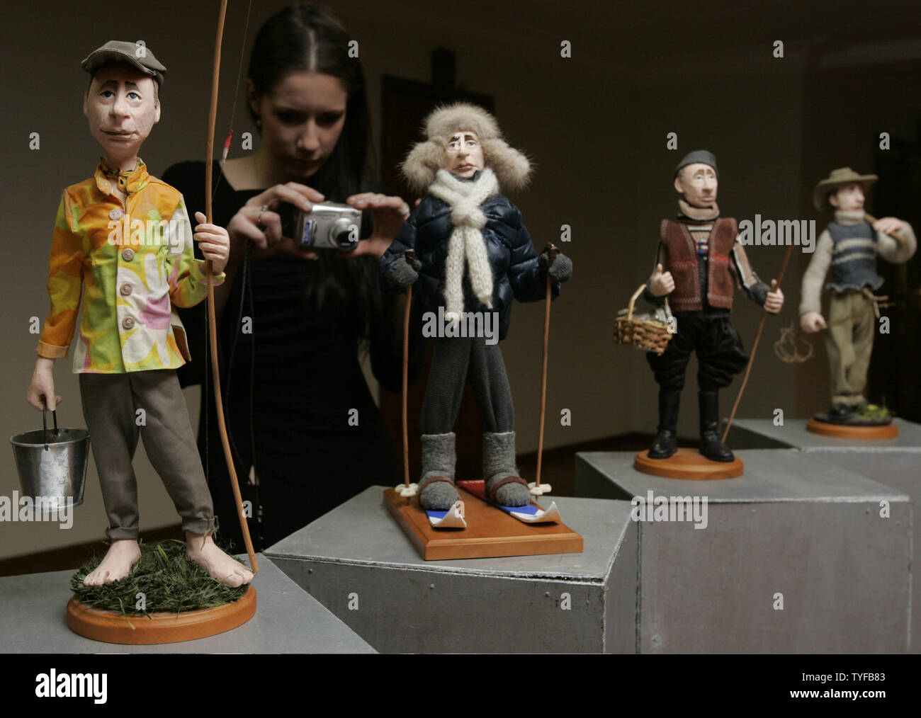 Various handmade dolls of Russian President Vladimir Putin are on ...