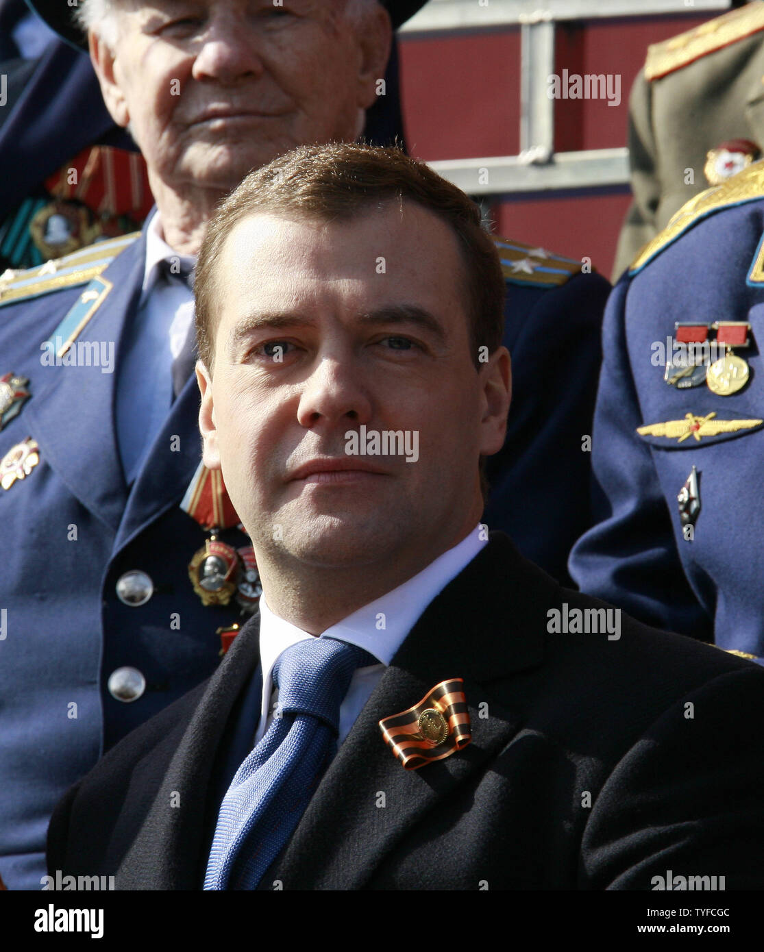 Russian President Dmitry Medvedev attends the Victory Day military ...