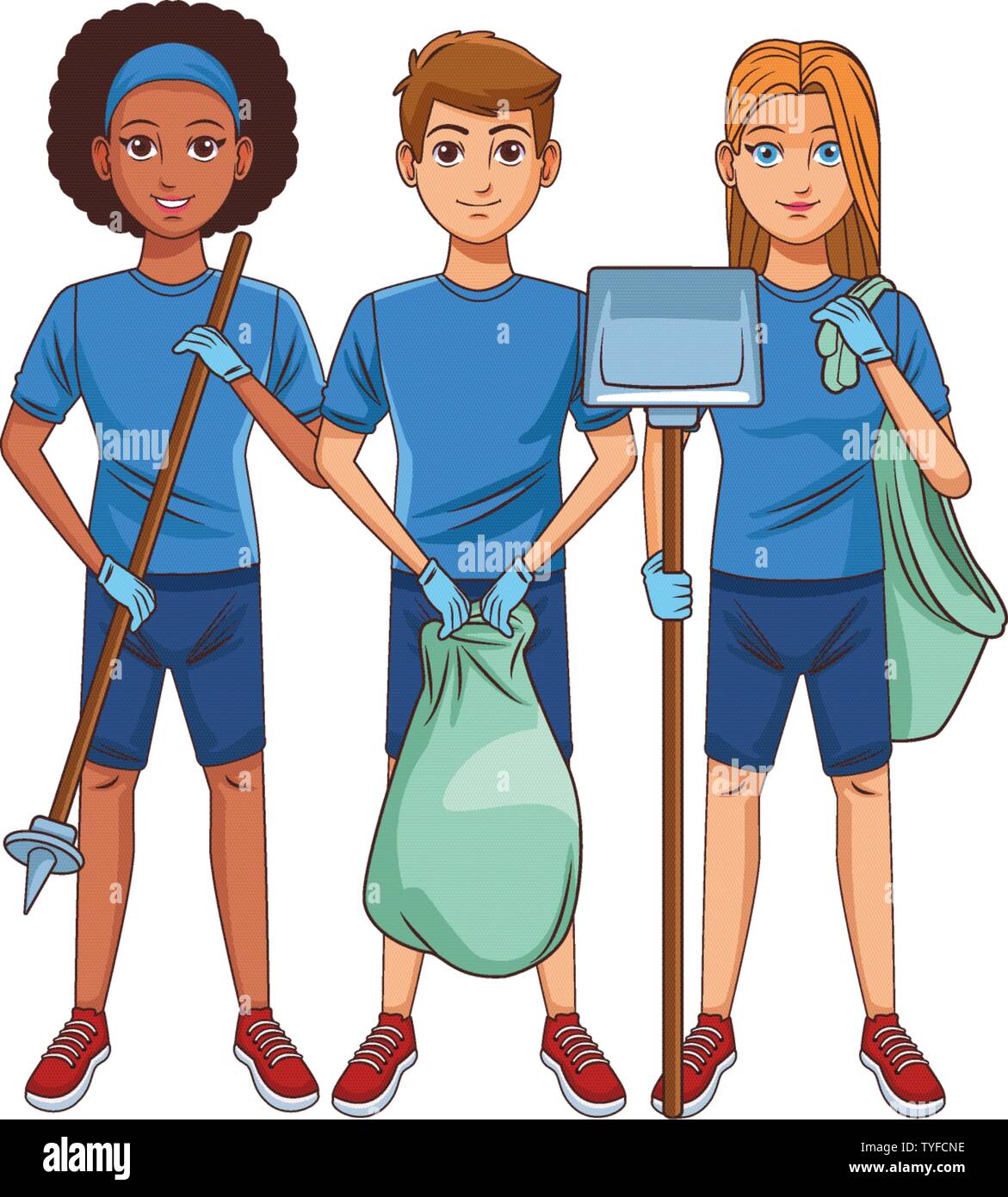 cleaning service person avatar cartoon character Stock Vector Image ...