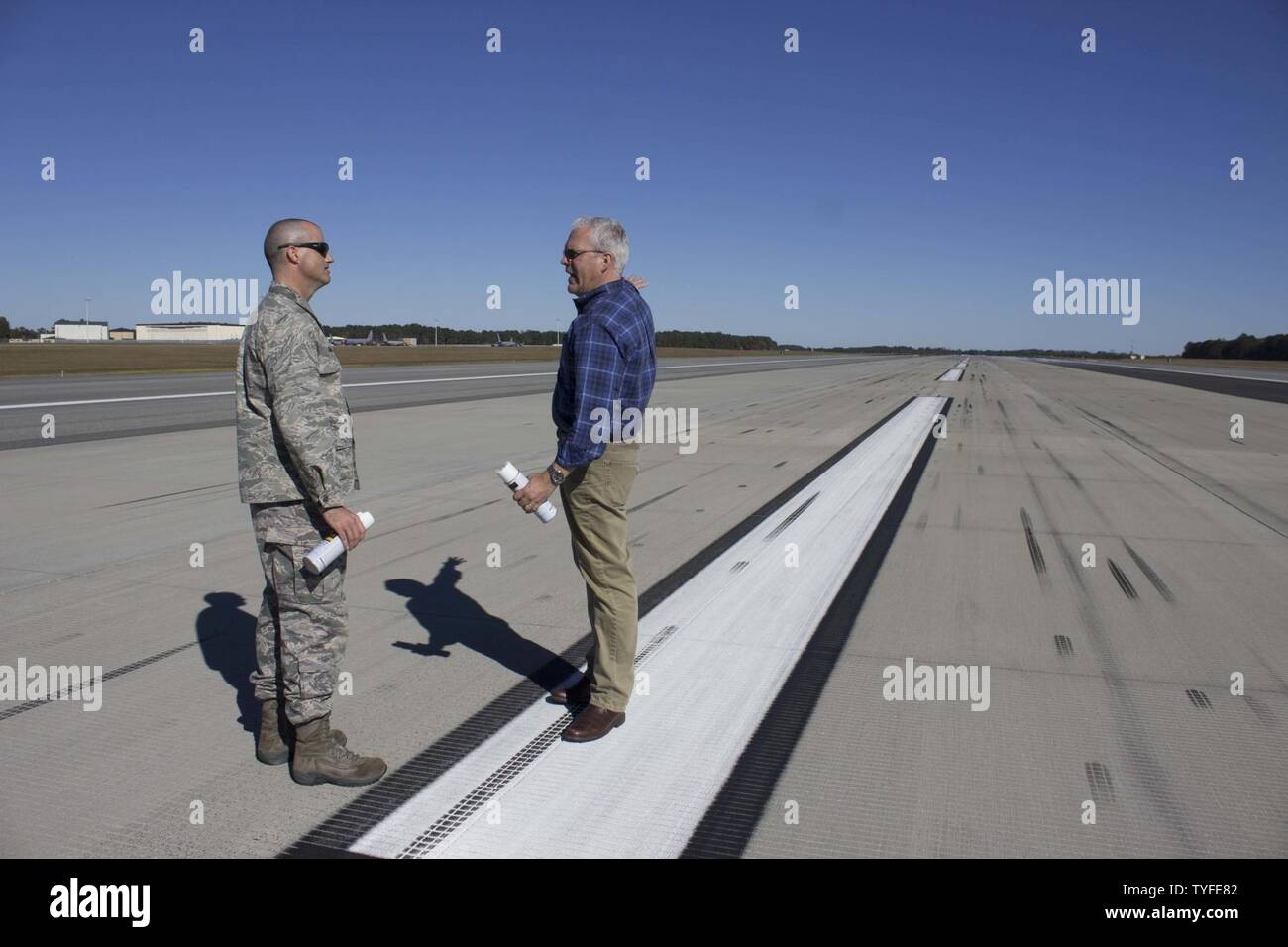 AFCEC airfield pavement evaluation, or APE, team chief Capt. Sean Gann ...