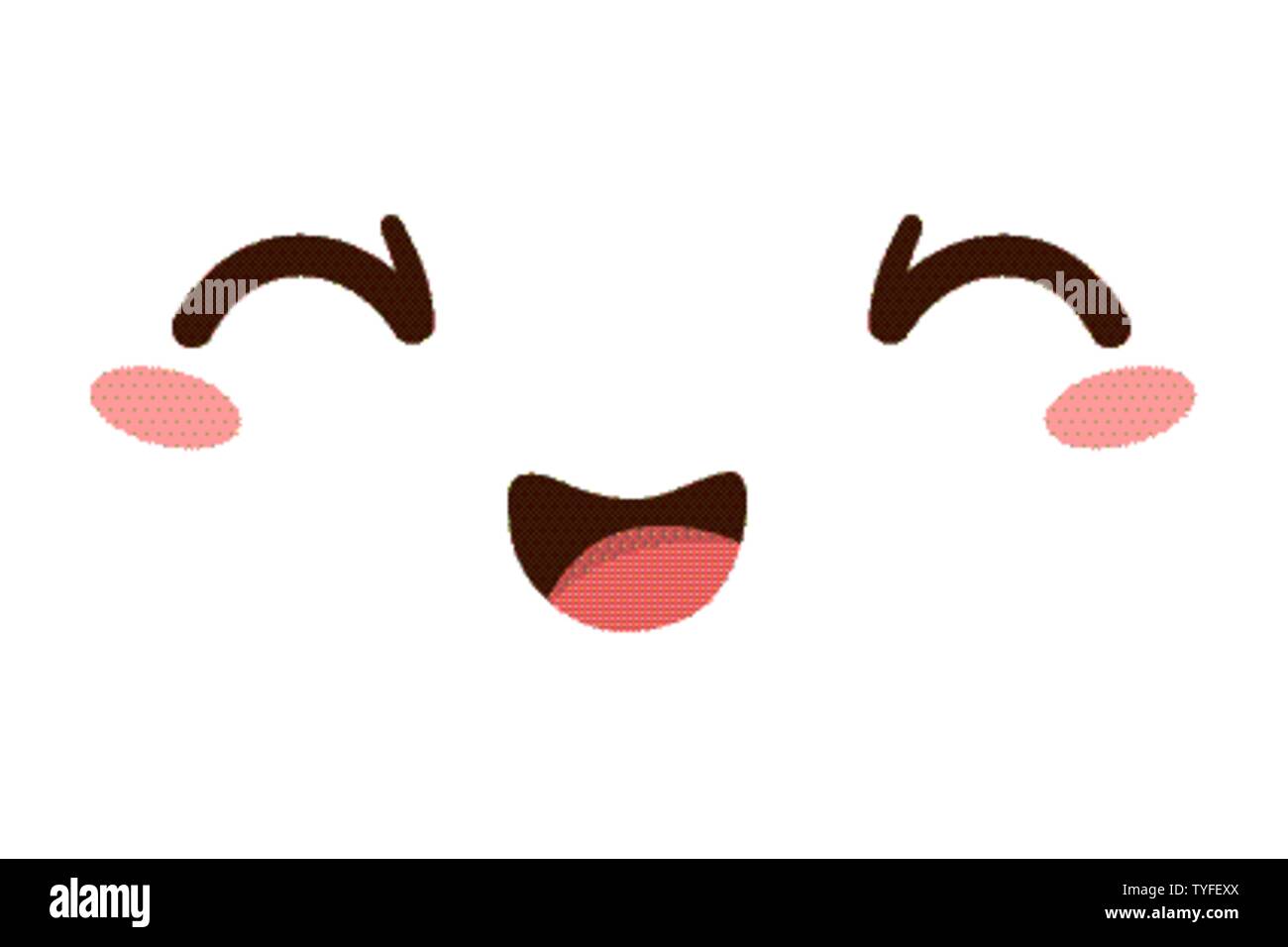 kawaii face expression emoticon face smile cartoon vector illustration ...