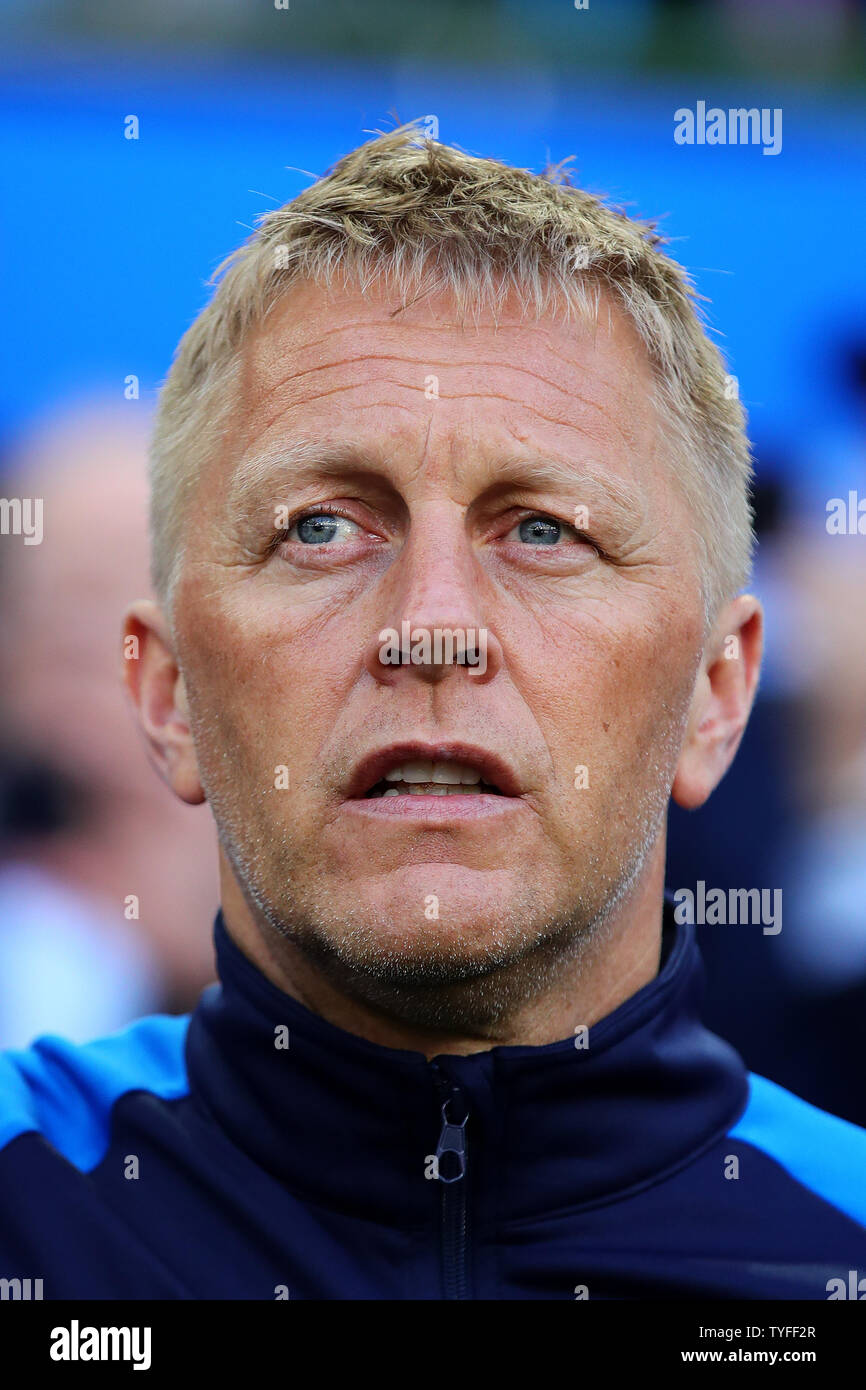 Iceland coach Heimir Hallgrimsson looks on during the 2018 FIFA World ...