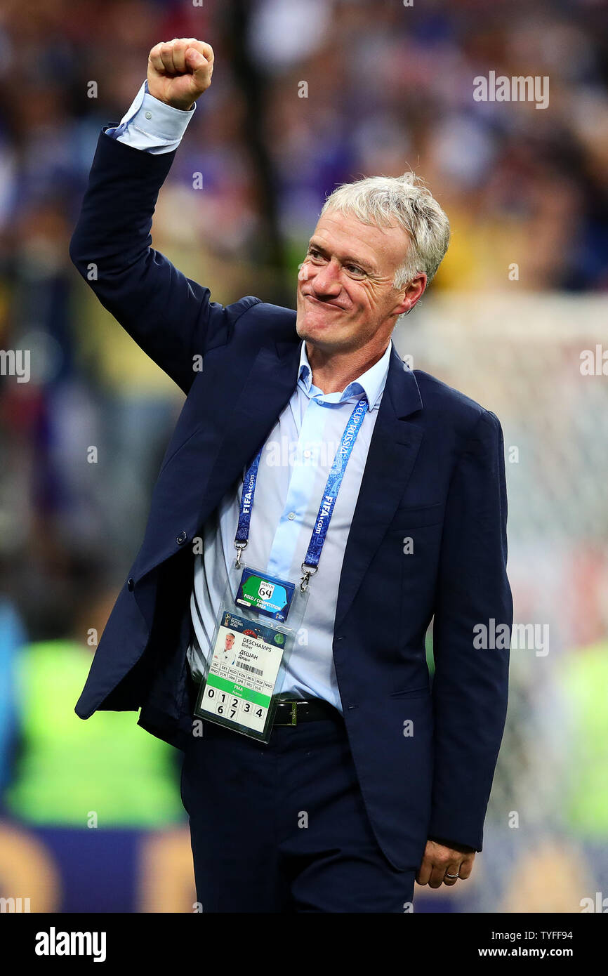 France coach Didier Deschamps celebrates following the 2018 FIFA World ...