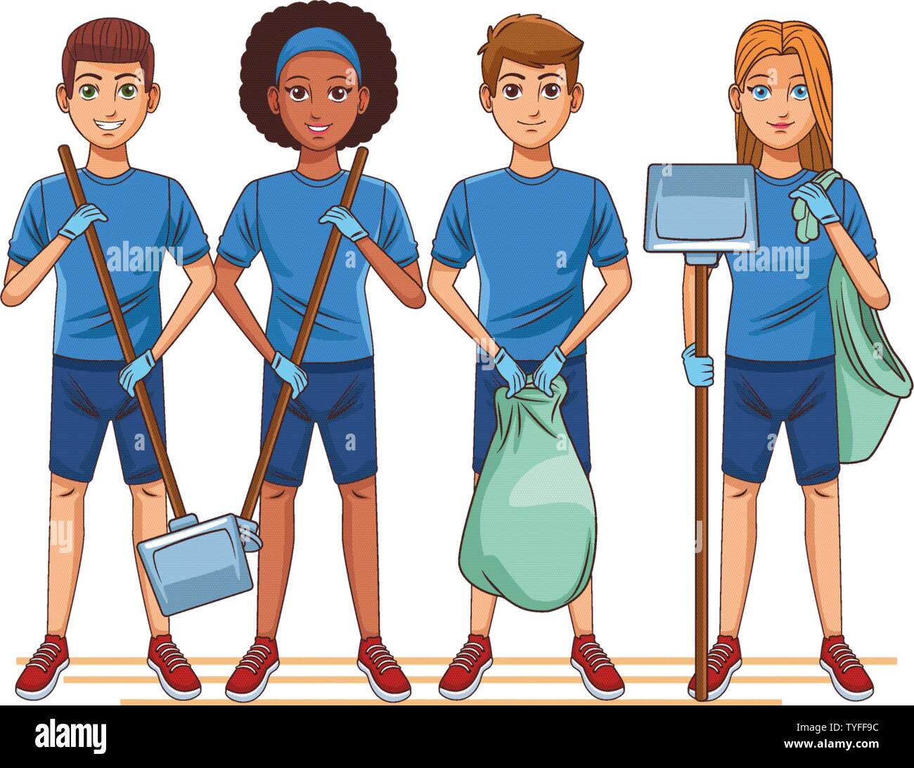 cleaning service person avatar cartoon character Stock Vector Image ...
