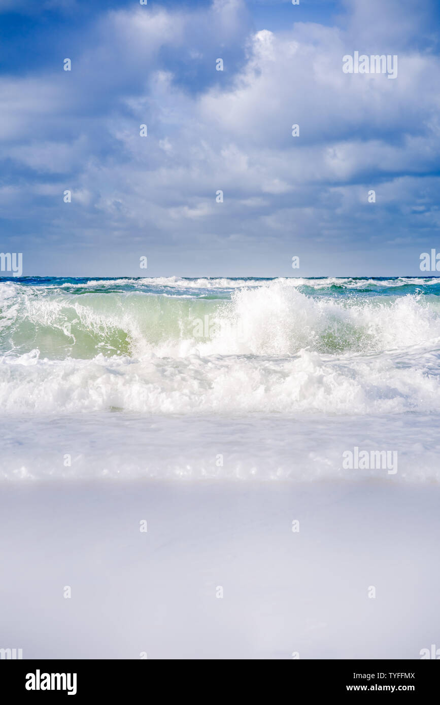 Blue Ocean with waves and clear blue sky - sea photography Stock Photo ...