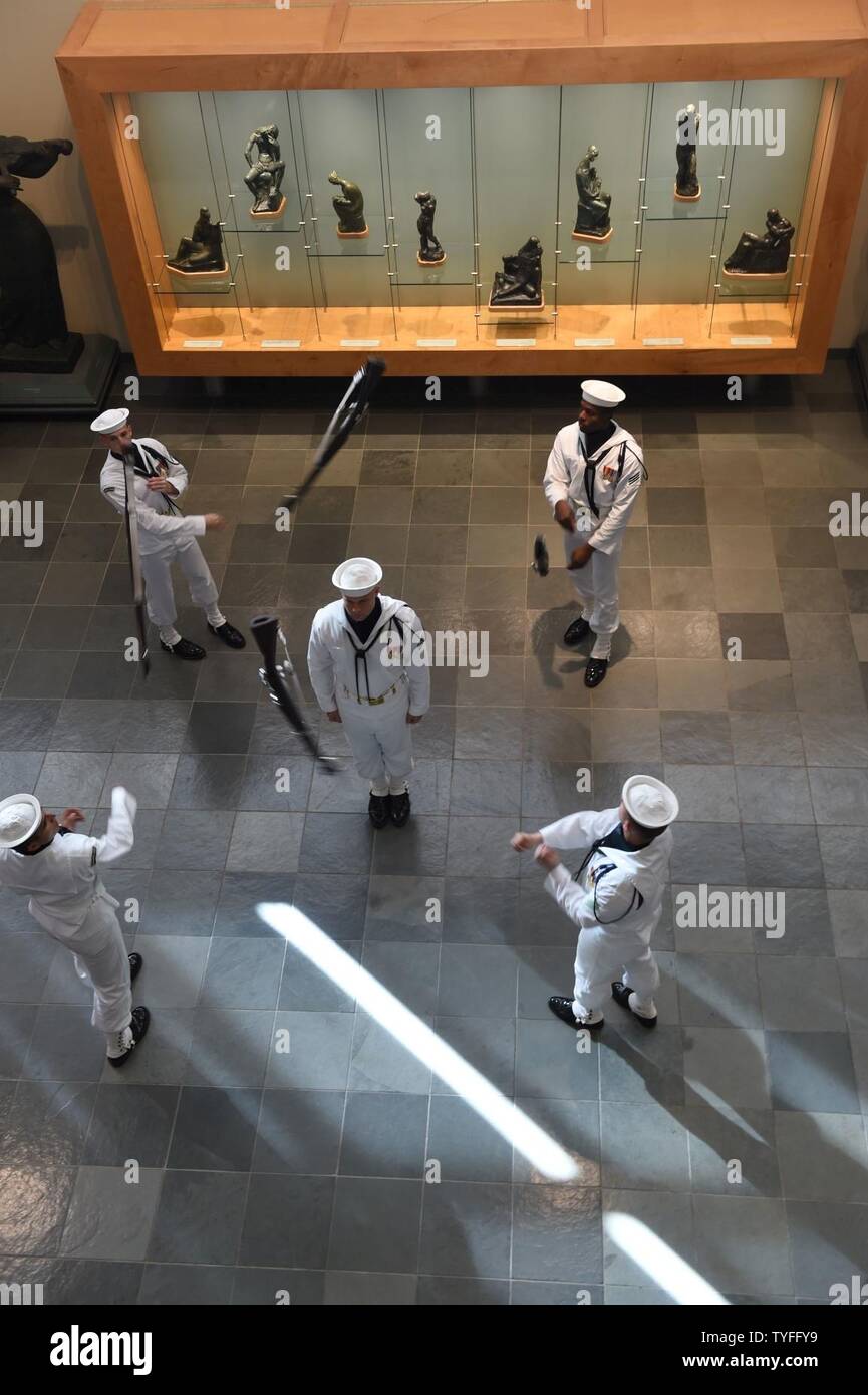 BATON ROUGE, La. (Nov. 6, 2016) The U.S. Navy Ceremonial Color Guard performs for members of the ...