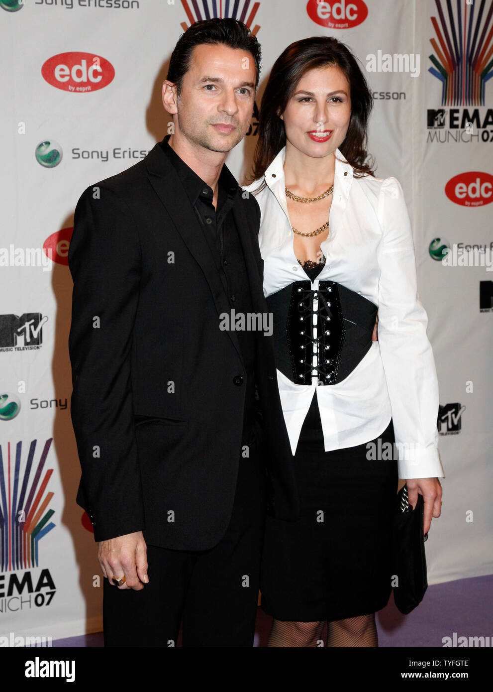 Dave Gahan of the band Depeche Mode and guest arrive at the MTV Europe ...