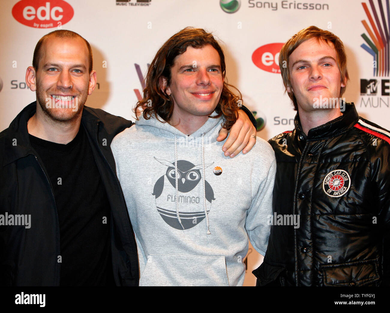 Florian Weber (L), Andi Erhard (C) and Peter Brugger of the German rock ...