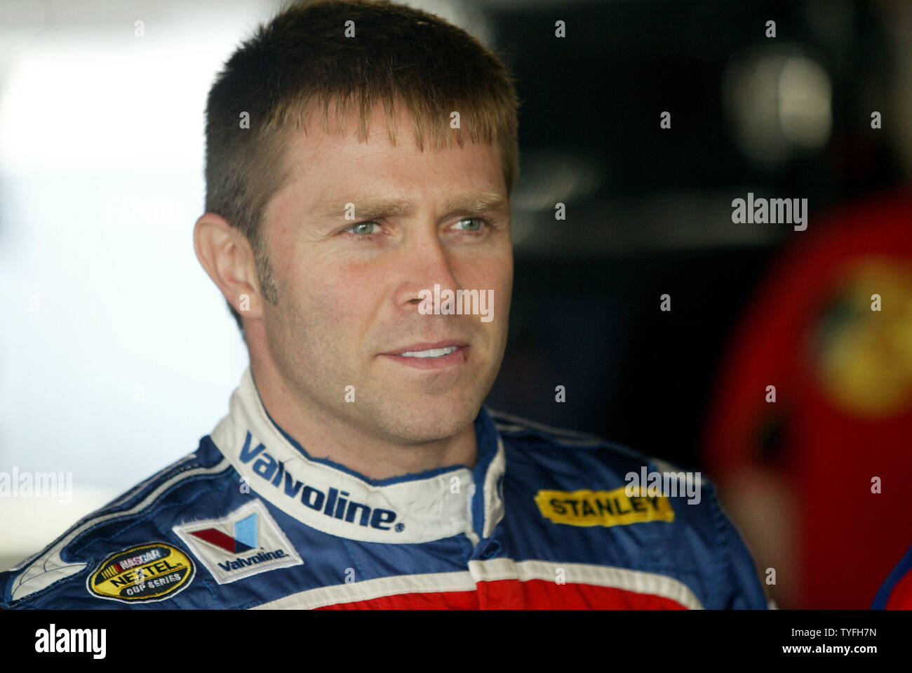 Scott Riggs waits in the garage before practice for the Subway 500 ...
