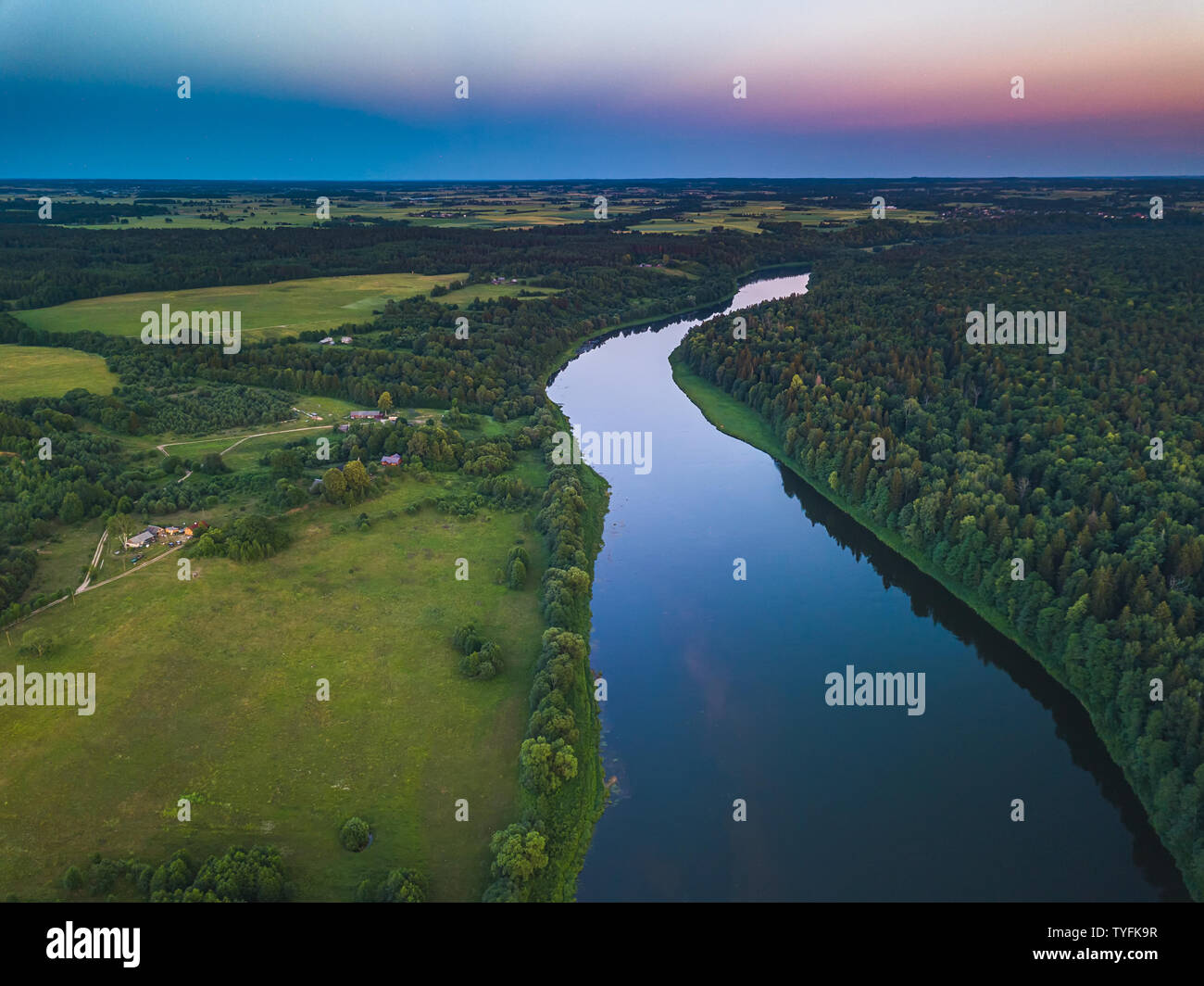 Aerial view of Nemunas river in Lithuania Stock Photo - Alamy