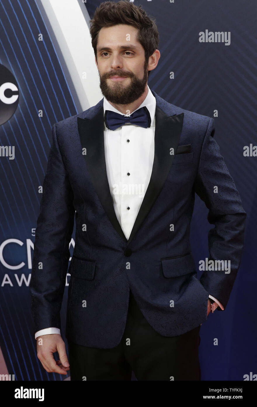Thomas Rhett arrives on the red carpet at the 52nd Annual Country Music ...