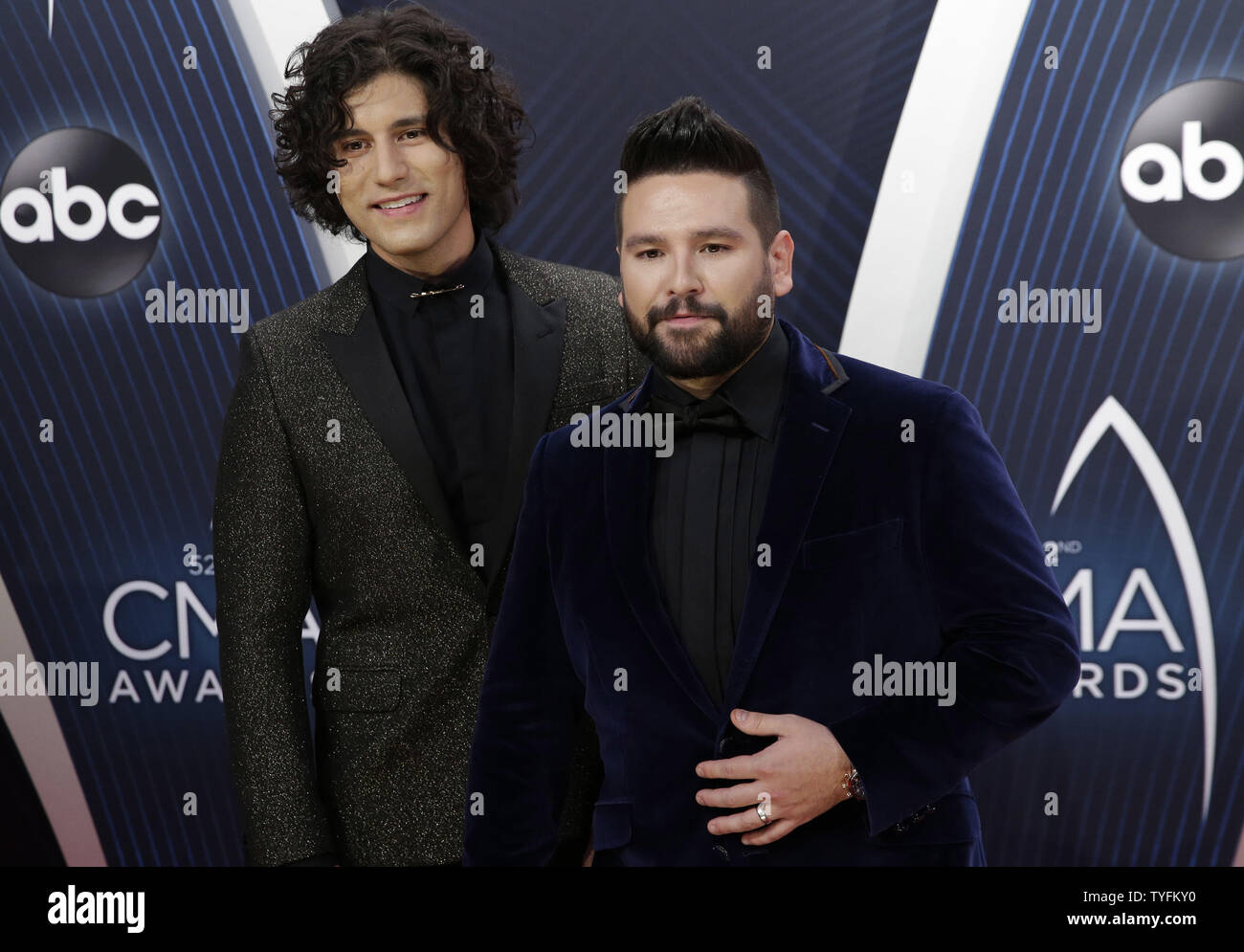 Dan and Shay arrive on the red carpet at the 52nd Annual Country Music ...