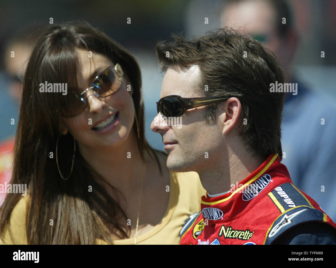 Nascar Driver Jeff Gordon And His Wife Ingrid Vandebosch Prior To The