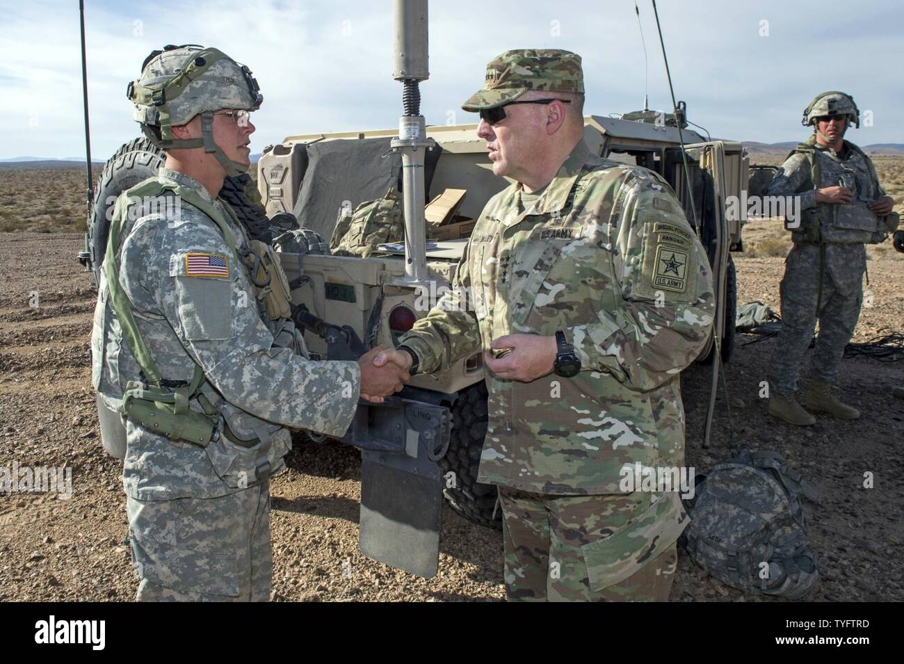 U.S. Army Chief of Staff Gen. Mark A. Milley greets a Soldier training ...
