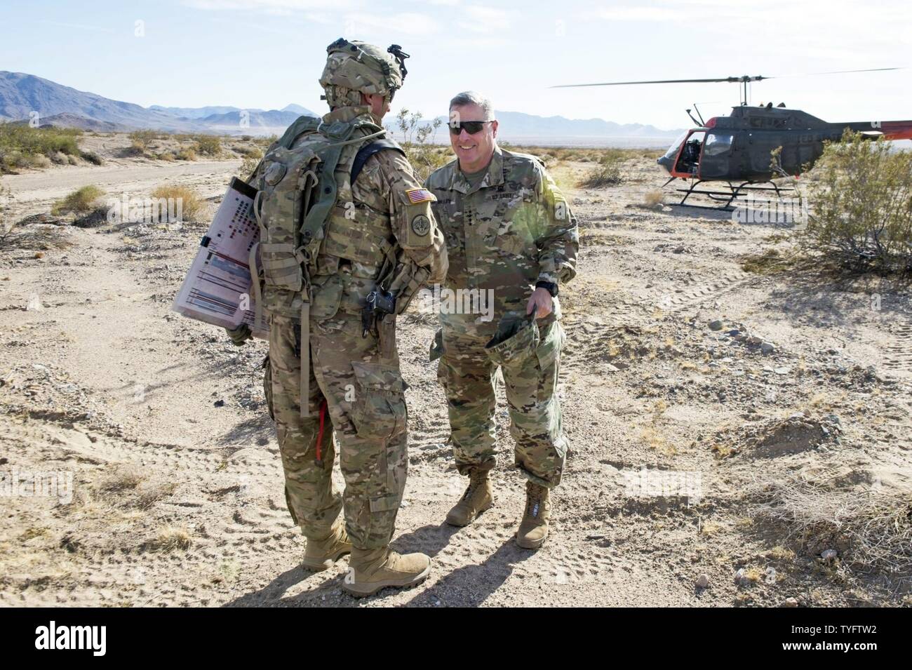 U.S. Army Chief of Staff, Gen. Mark A. Milley, is greeted as he visits ...