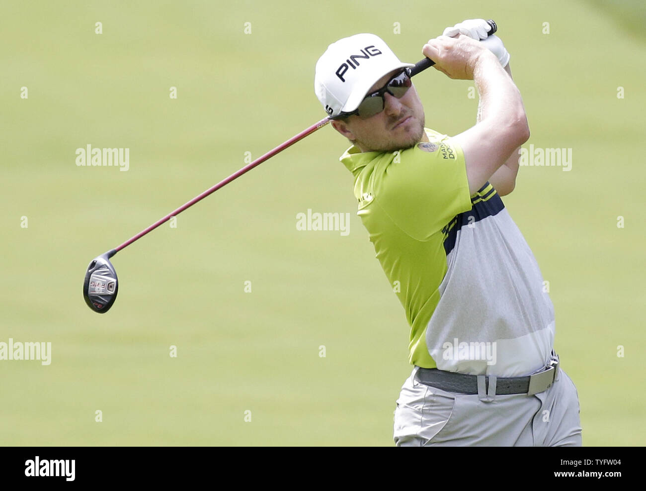 Austin Cook hits a fairway metal to the 17th hole in the final round of ...