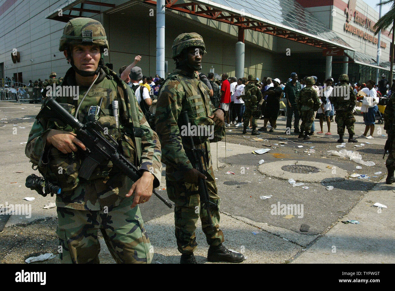 National Guard troops oversee feeding thousands of refugees from ...
