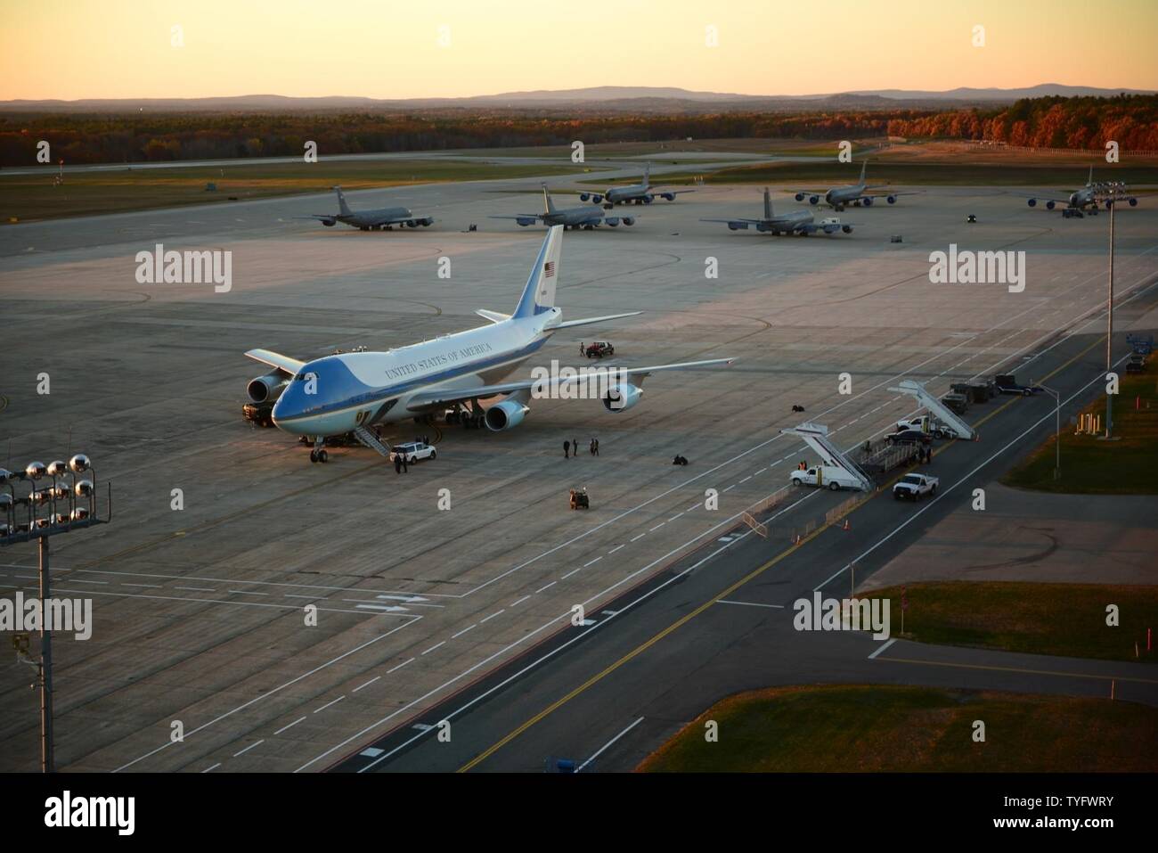 Air Force One on the parking ramp of Pease Air National Guard Base, N.H ...