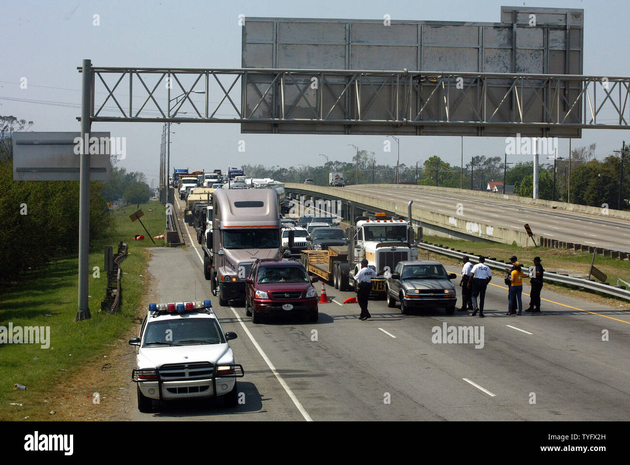 Resident trying to enter New Orleans Sept. 20, 2005, after evacuating ...