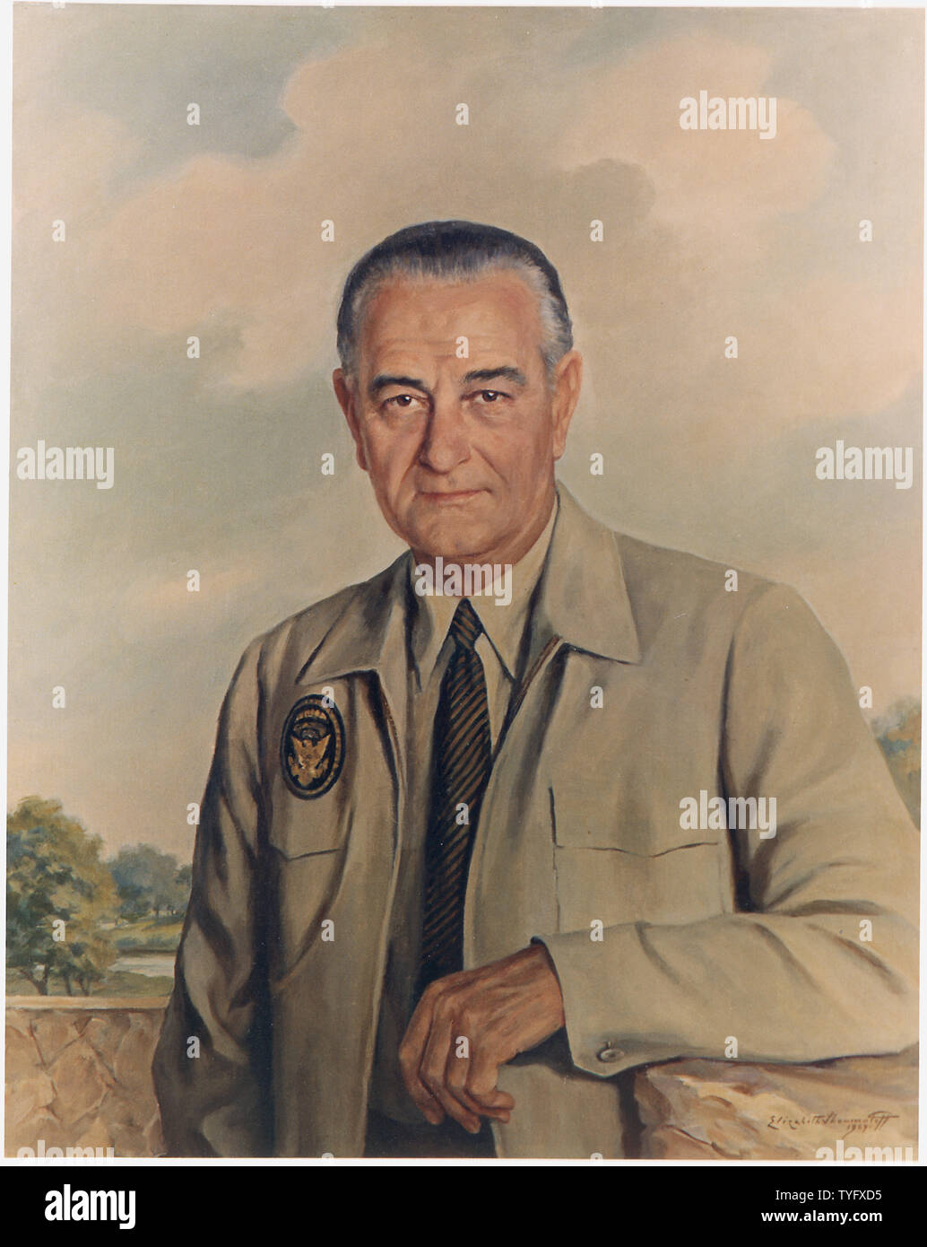Portrait of Lyndon Baines Johnson; Scope and content: This oil painting ...