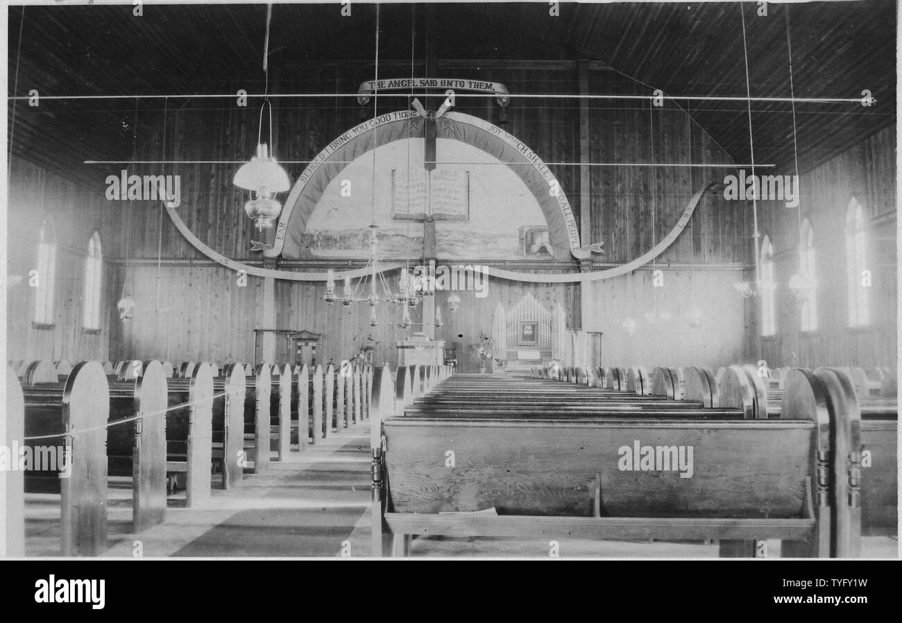 Church with view of altar christmas mural Black and White Stock Photos ...