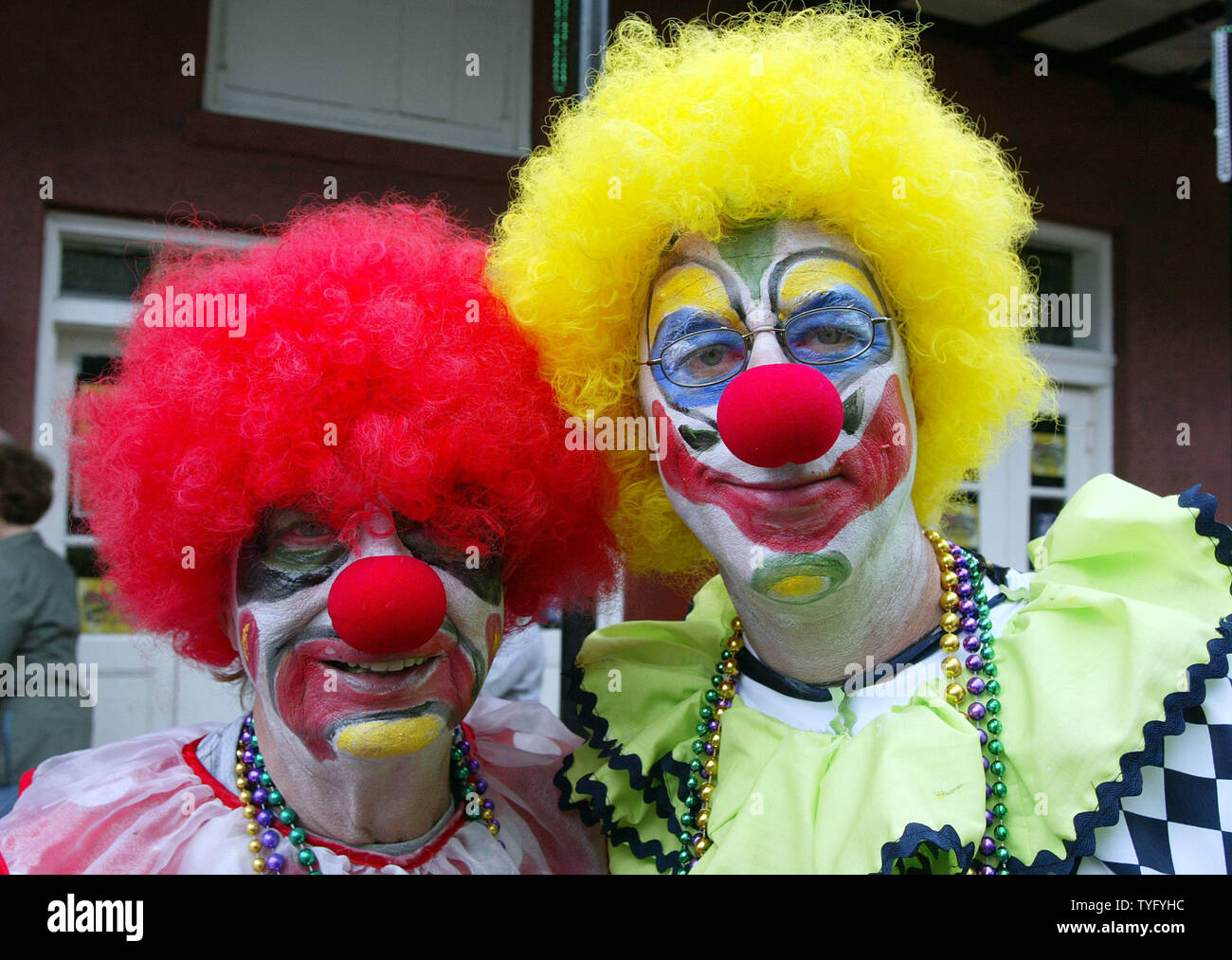 Bob Hanna, (L), and Tom Stanford of New Orleans clown around on Bourbon ...