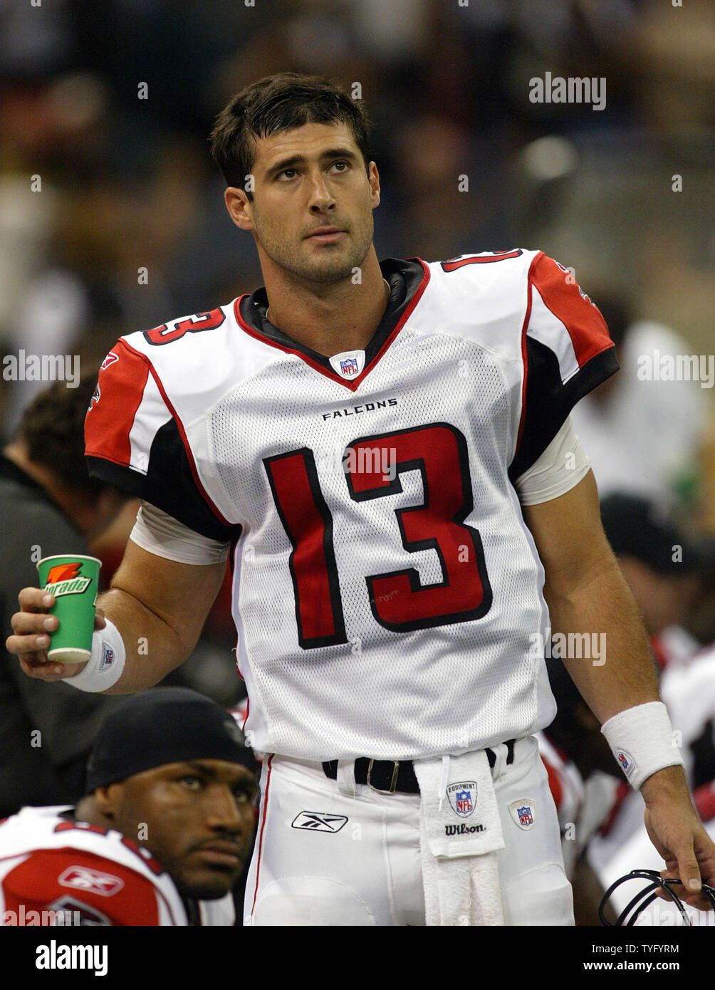 Atlanta Falcons quarterback Joey Harrington (13) watches from the ...