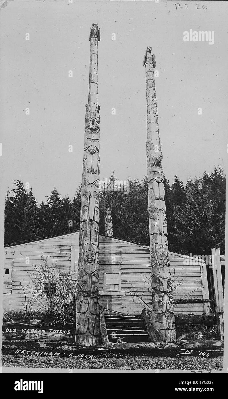 Post card. Old Kasaan totems. Ketchikan, Alaska Stock Photo - Alamy