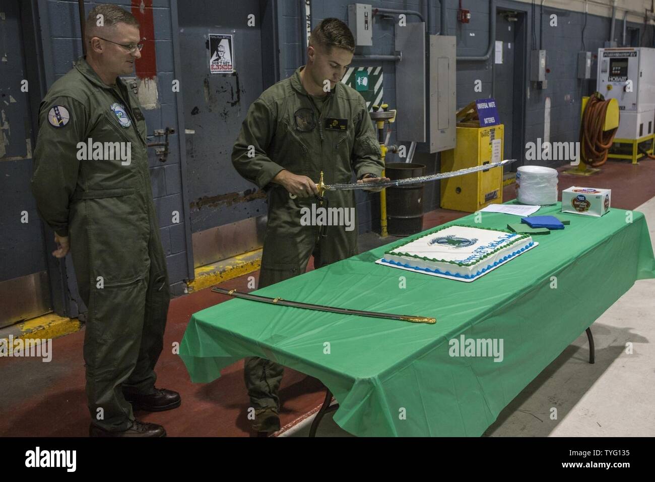 U.S. Marine Corps Lt. Col. Paul K. Johnson III, left, the commanding ...