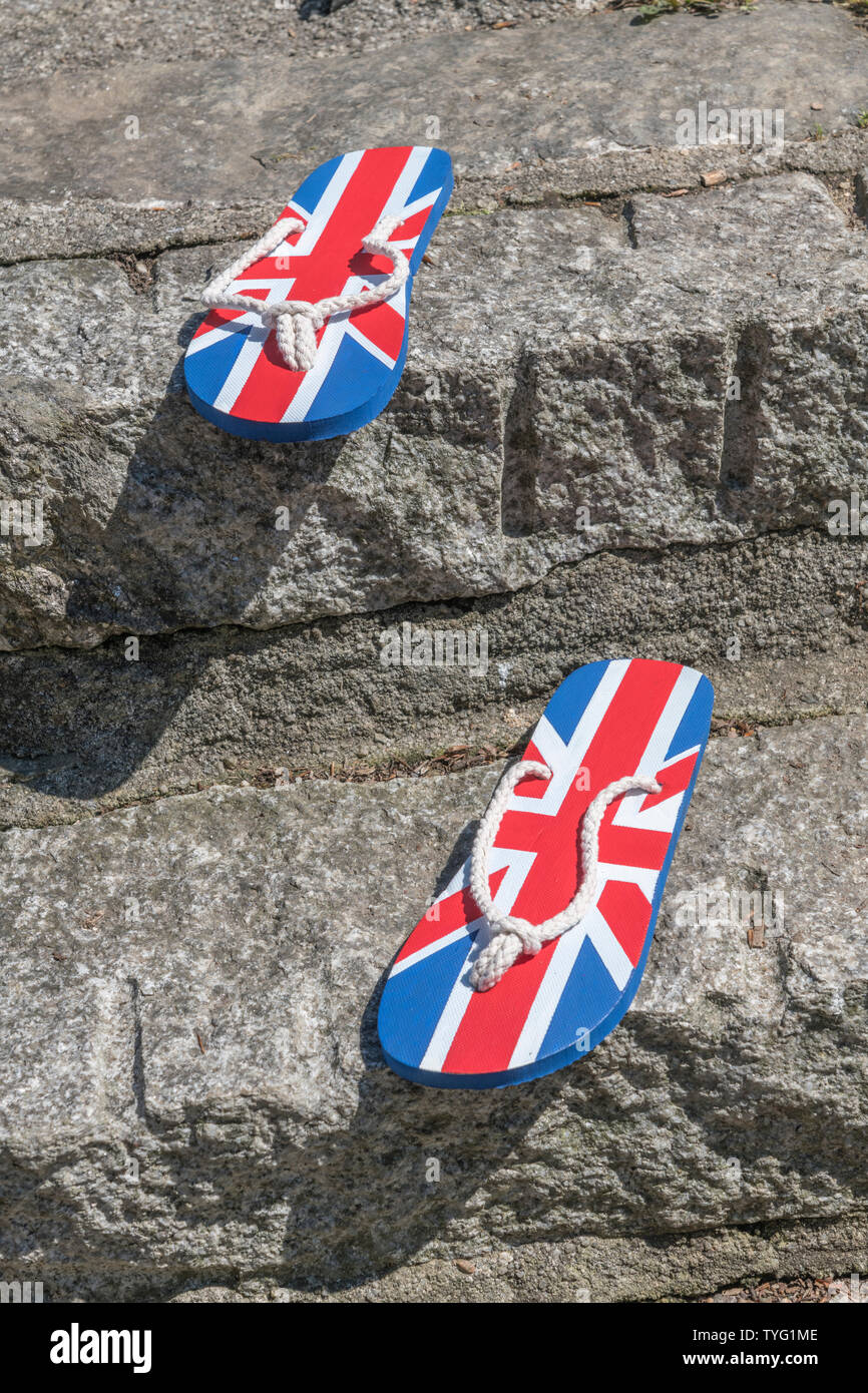 Union jack flip flops on steps hi-res stock photography and images - Alamy