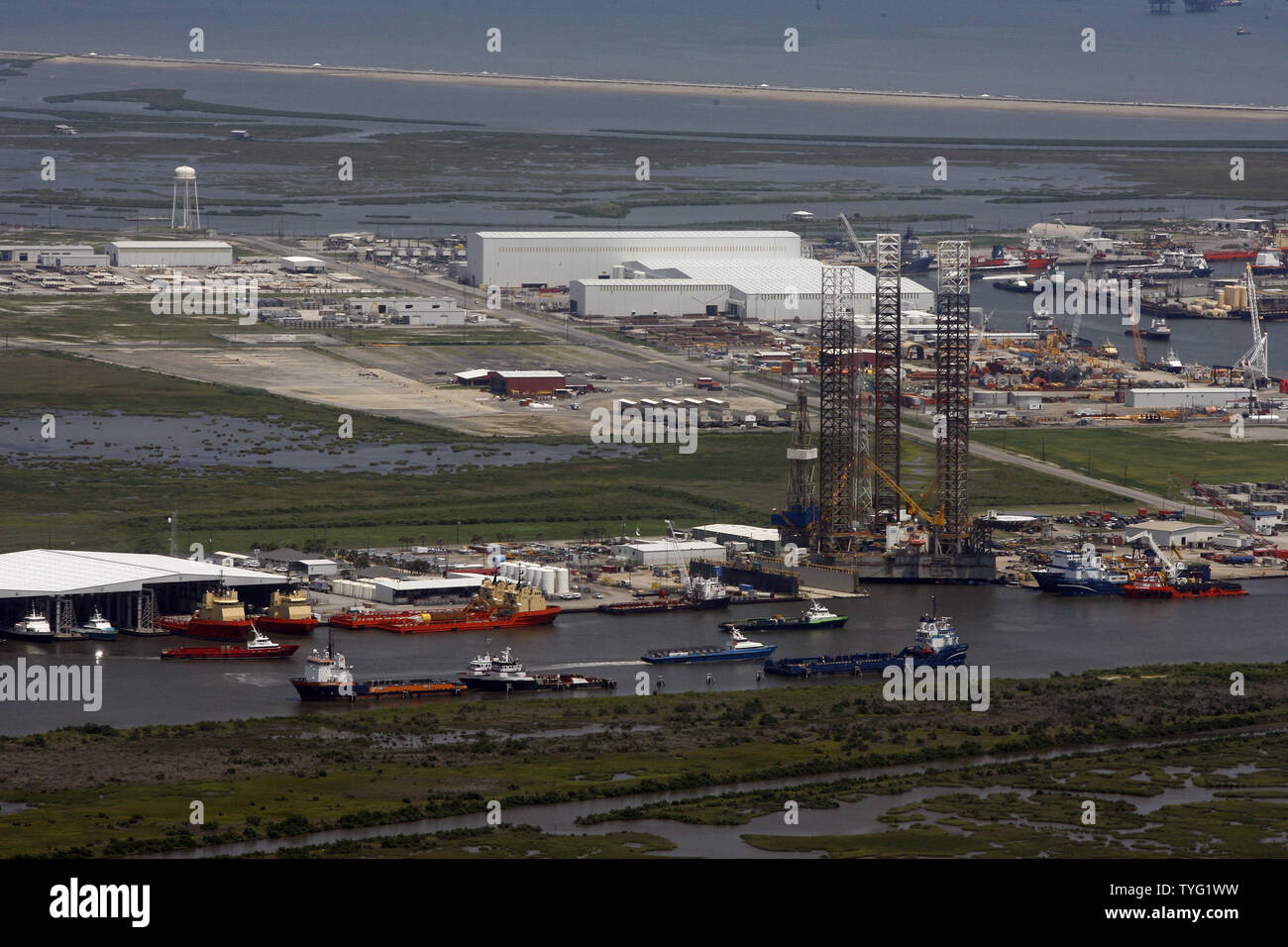 Work boats, dry docks, cranes, warehouses and oil service facilities ...