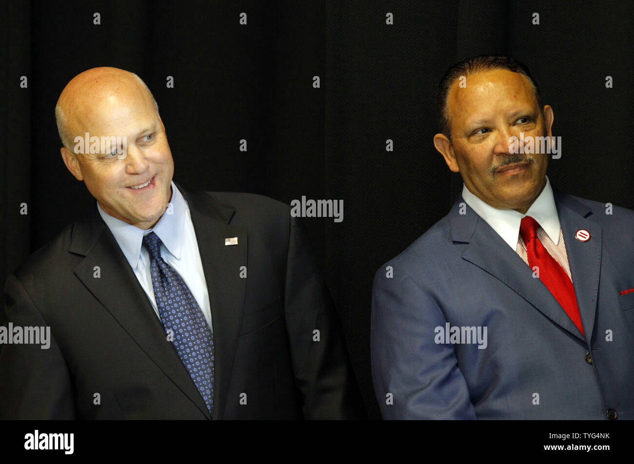 New Orleans Mayor Mitch Landrieu, left, and former Mayor Marc Morial ...