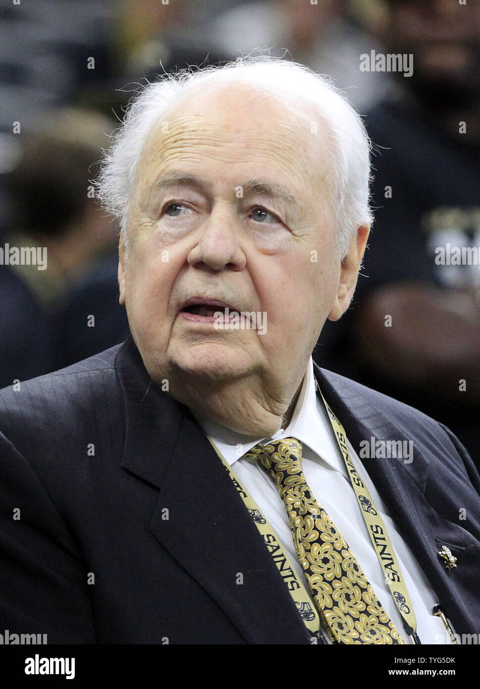 New Orleans Saints owner Tom Benson sits on the sidelines before of the ...